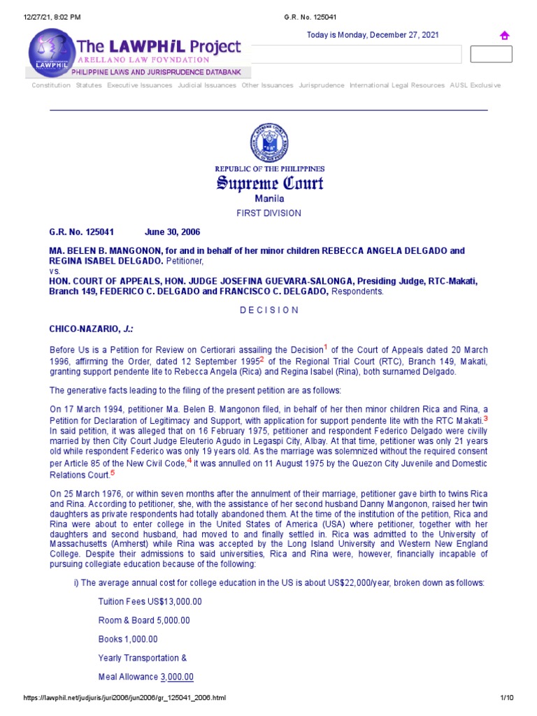 G.R. No. 125041 - Mangonon Vs CA | PDF | Appeal | Brief (Law)