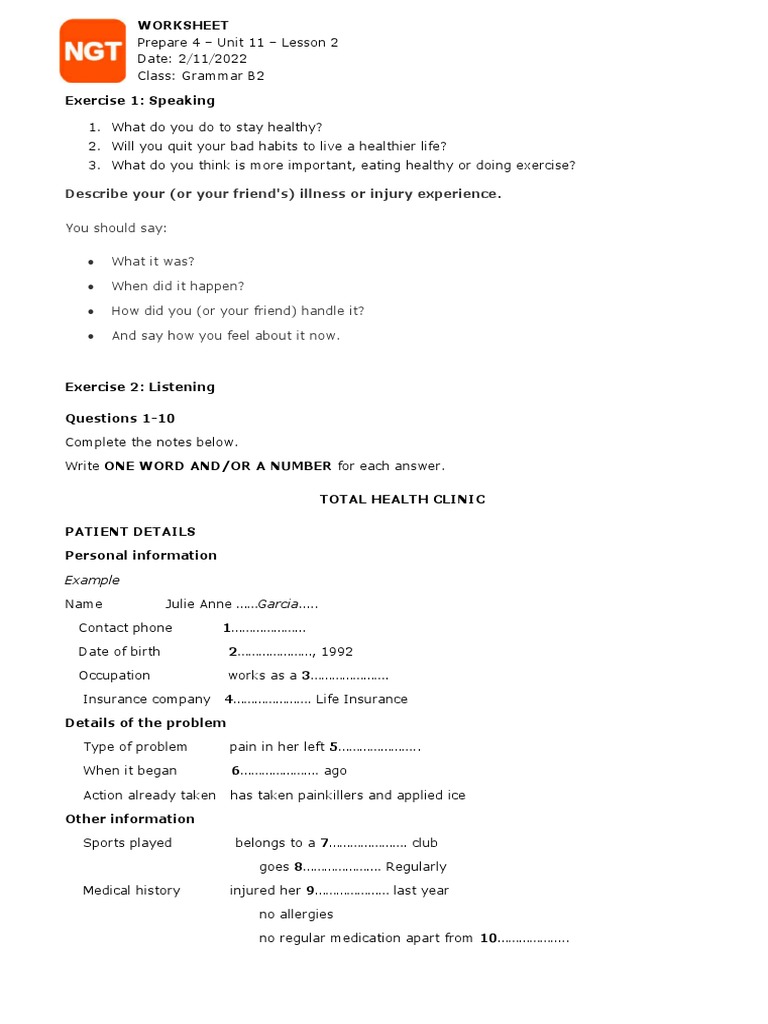 Grammar B2 - Cambridge Prepare 4 - U11 - L2-WS | PDF | Foods | Meat