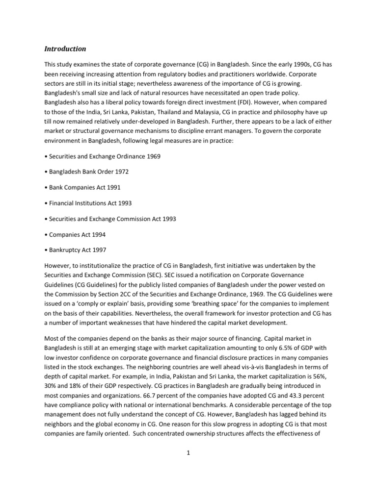 Corporate Governance in Bangladesh | PDF | Corporate Governance ...