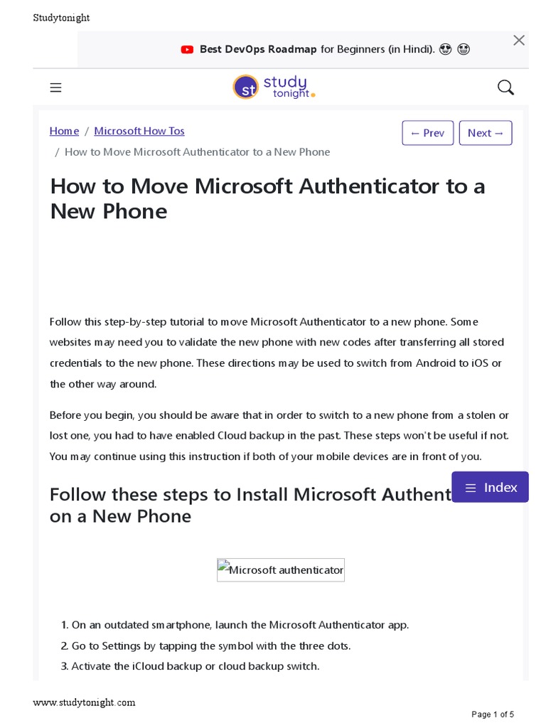 How To Move Microsoft Authenticator To A New Phone | PDF | Mobile App ...