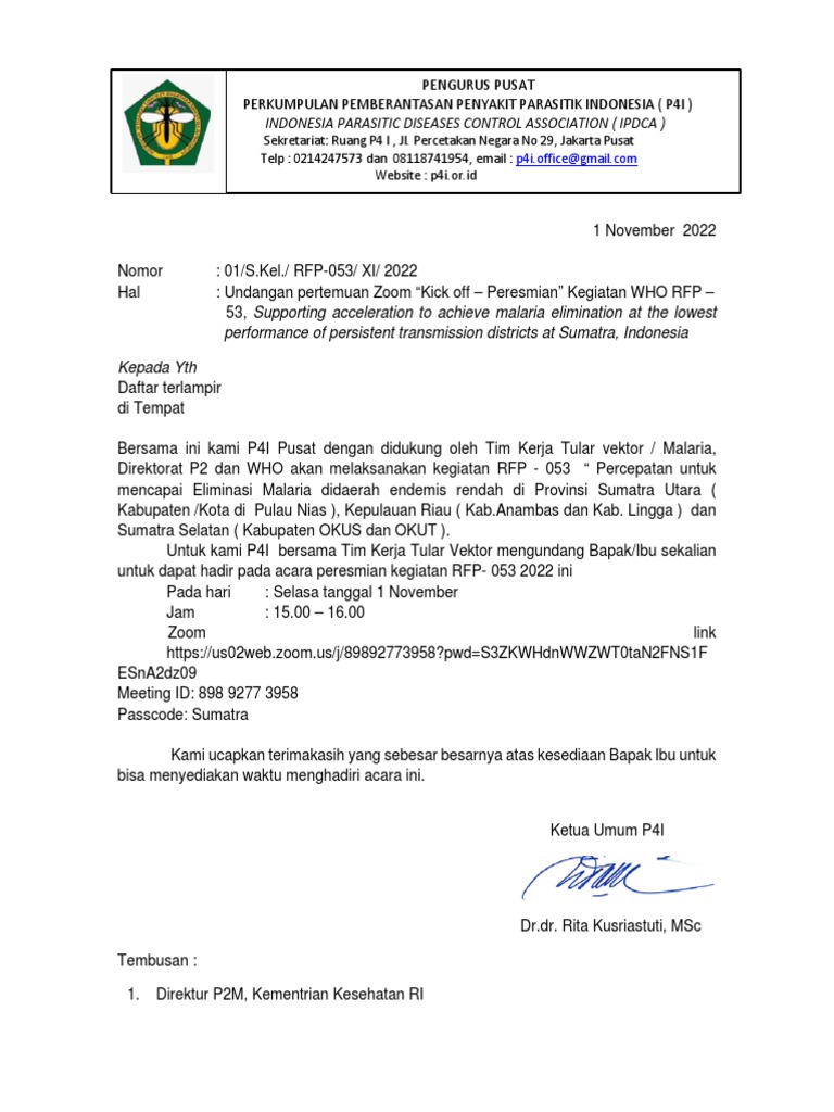 Undangan Kick Off RFP 053 | PDF | Pengembangan Diri | Kesehatan Holistik