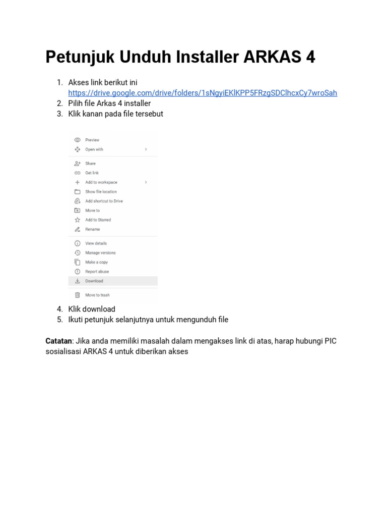 Petunjuk Unduh Installer ARKAS 4 | PDF