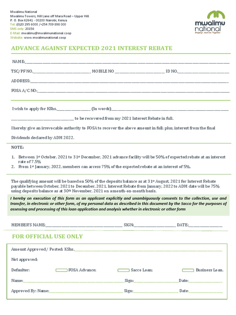 Advance Against Expected 2021 Interest Rebate | PDF | Interest ...