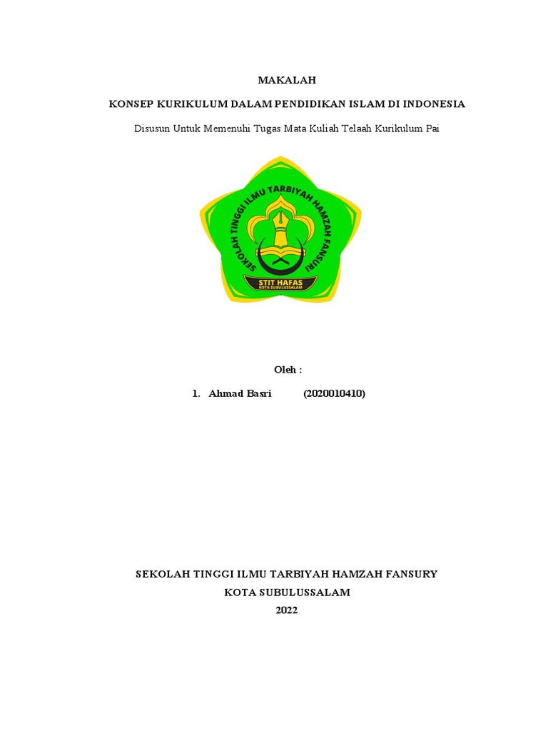 Konsep Kurikulum Dalam Pendidikan Islam Pdf 