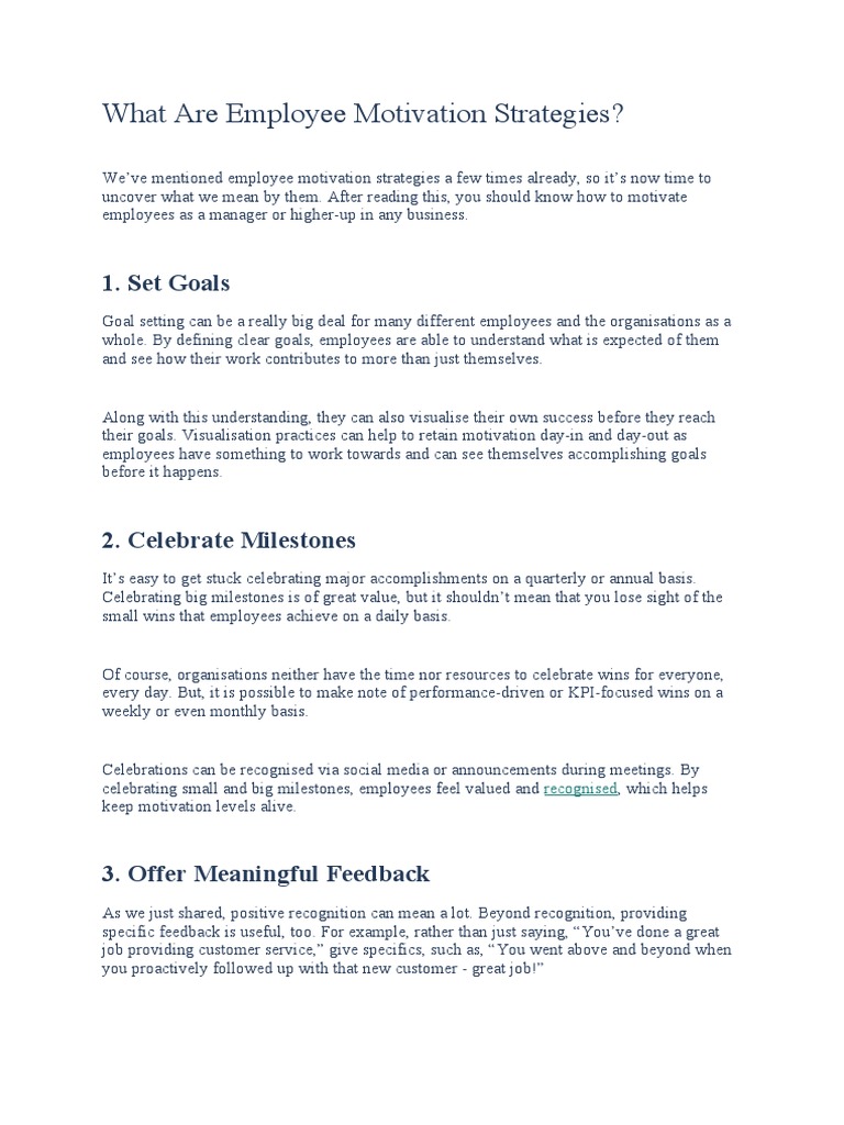 What Are Employee Motivation Strategies | PDF | Motivational | Motivation