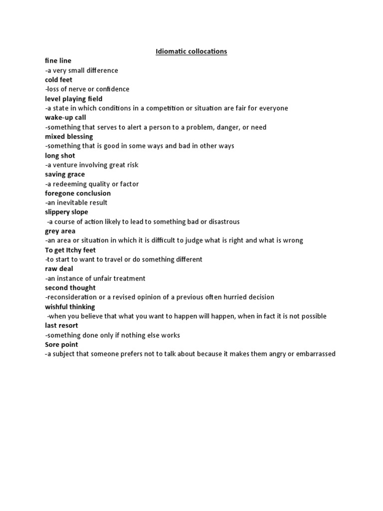 Idiomatic Collocations | PDF