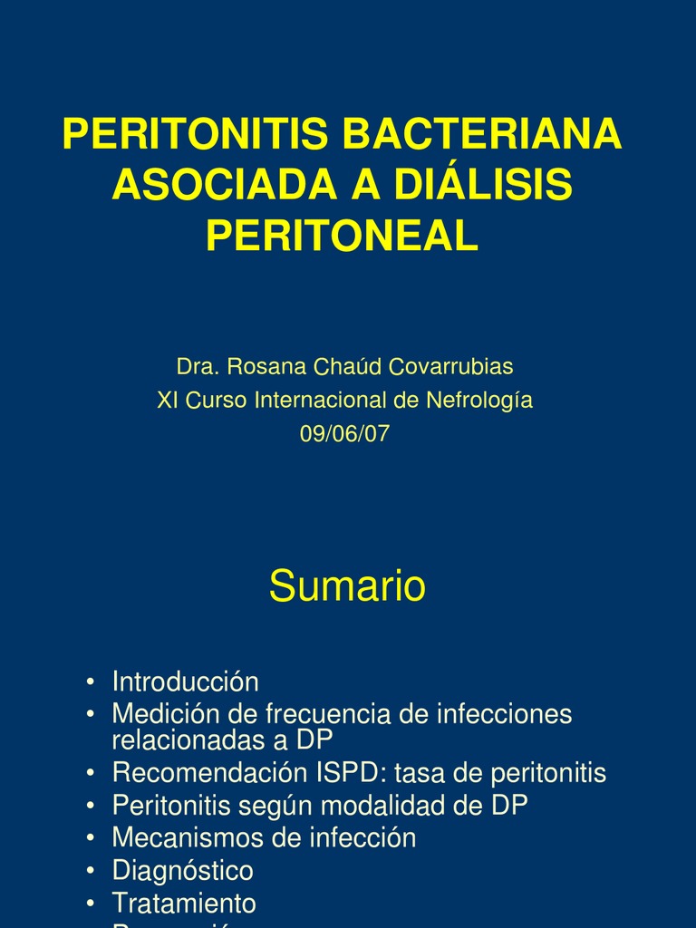 Peritonitis Bacteriana Asociada A Dialisis Peritoneal | PDF | Infección ...