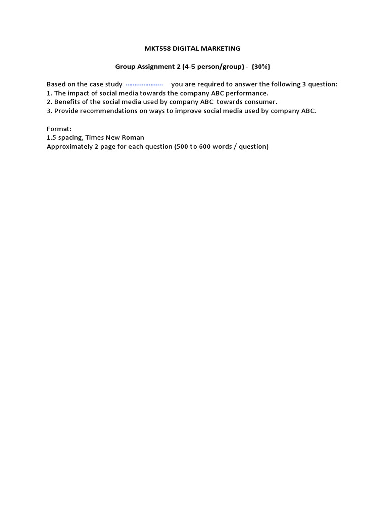 GA2 - MKT558 GUIDELINE & Rubric Case Study | PDF | Computing | Human Communication