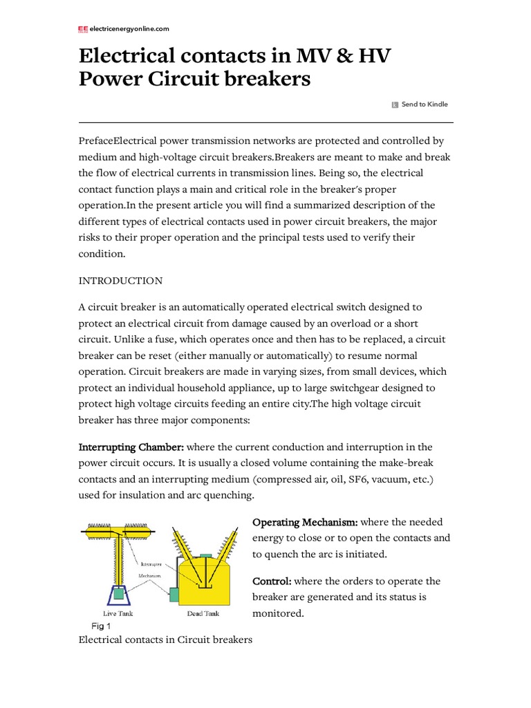 Electrical Contacts in MV & HV Power Circuit Breakers | PDF | Building Engineering ...