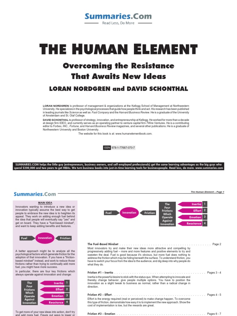 1page - The-Human-Element | PDF | Entrepreneurship | Friction