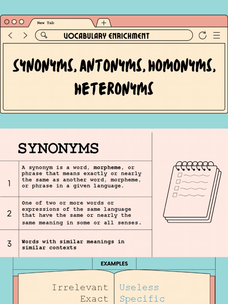 Synonyms Antonyms Homonyms Heteronyms | PDF