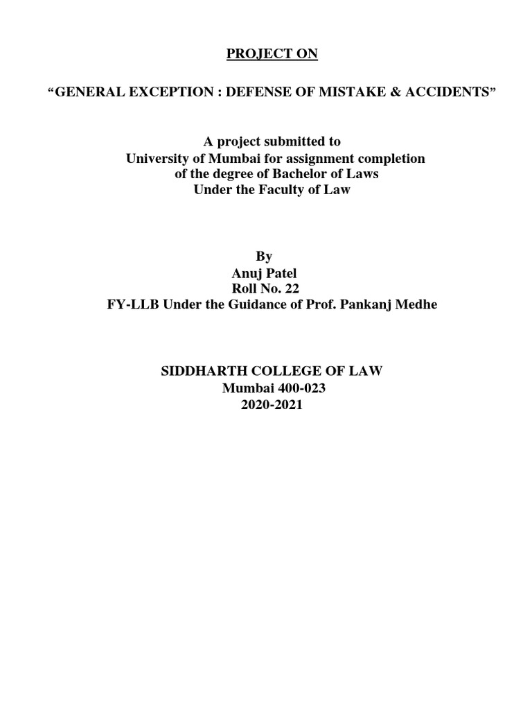 General Exceptions: Mistake & Accident | PDF | Burden Of Proof (Law ...