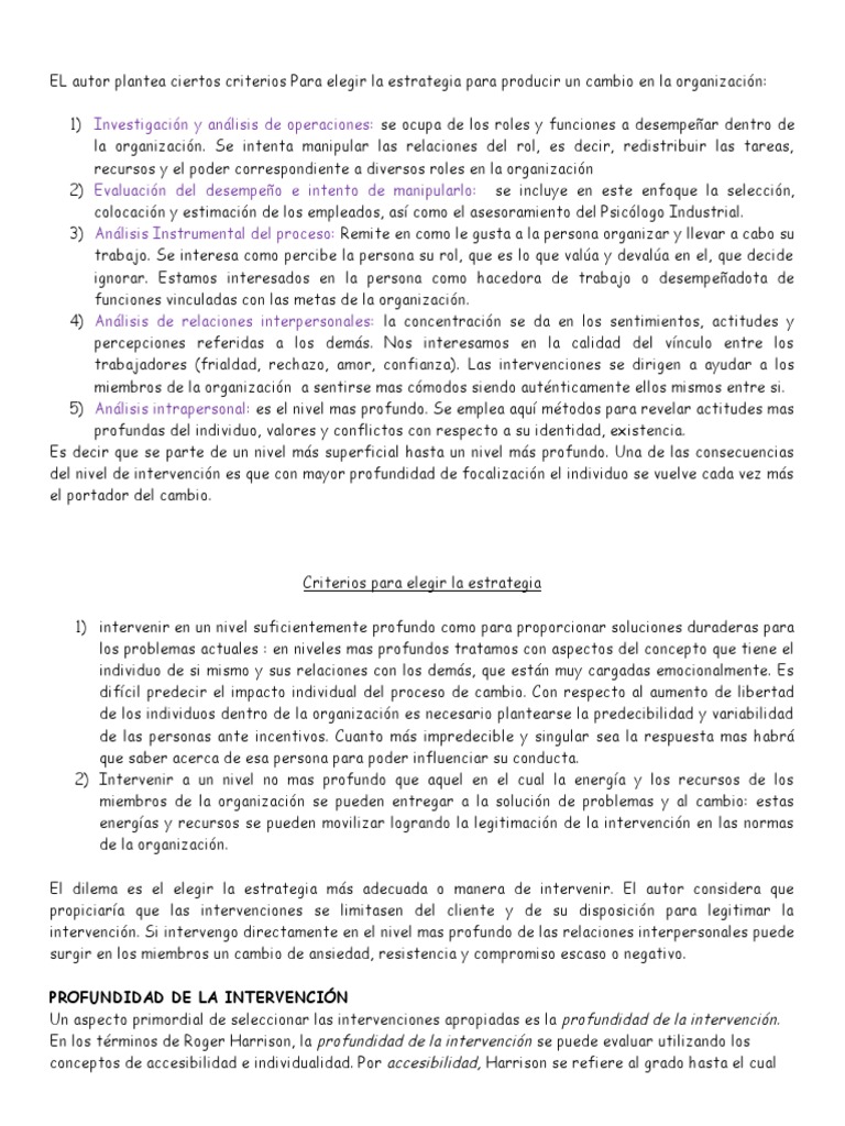 Estrategias de Cambio según Harrison | PDF | Comportamiento | Aprendizaje