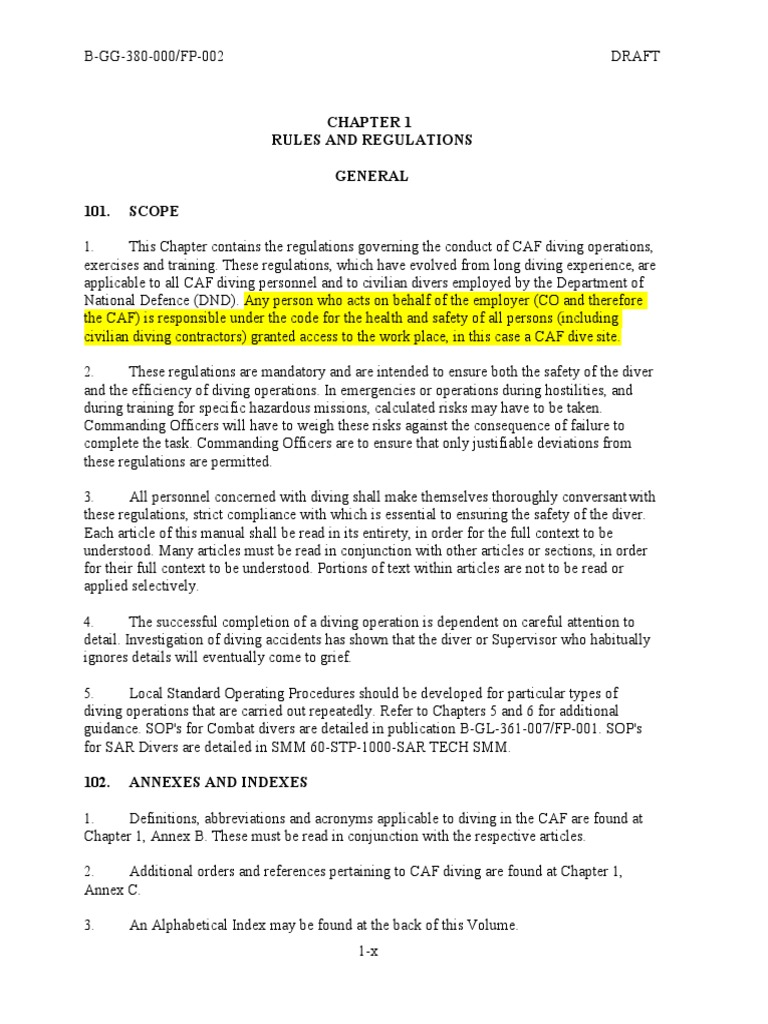 Ch1 RULES AND REGULATIONS | PDF | Underwater Diving | Scuba Diving