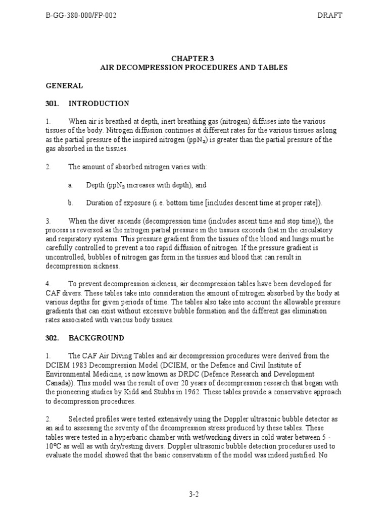 Ch3 AIR DECOMPRESSION PROCEDURES AND TABLES | PDF | Scuba Diving ...