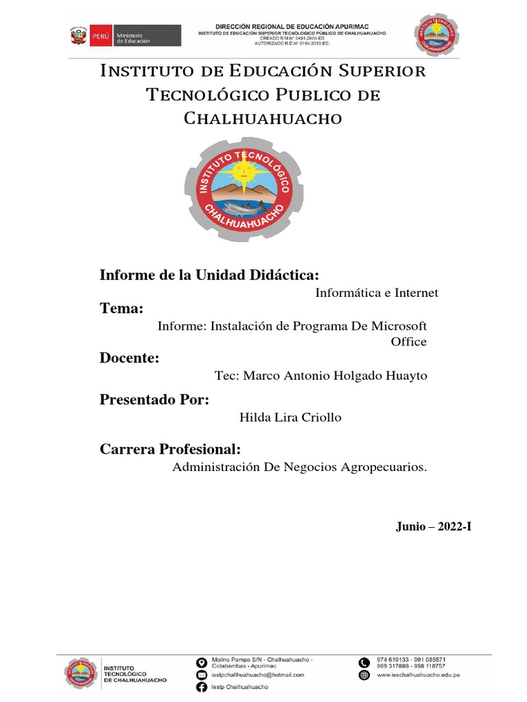Informe de Informatica e Internet | PDF | Microsoft | Microsoft Word