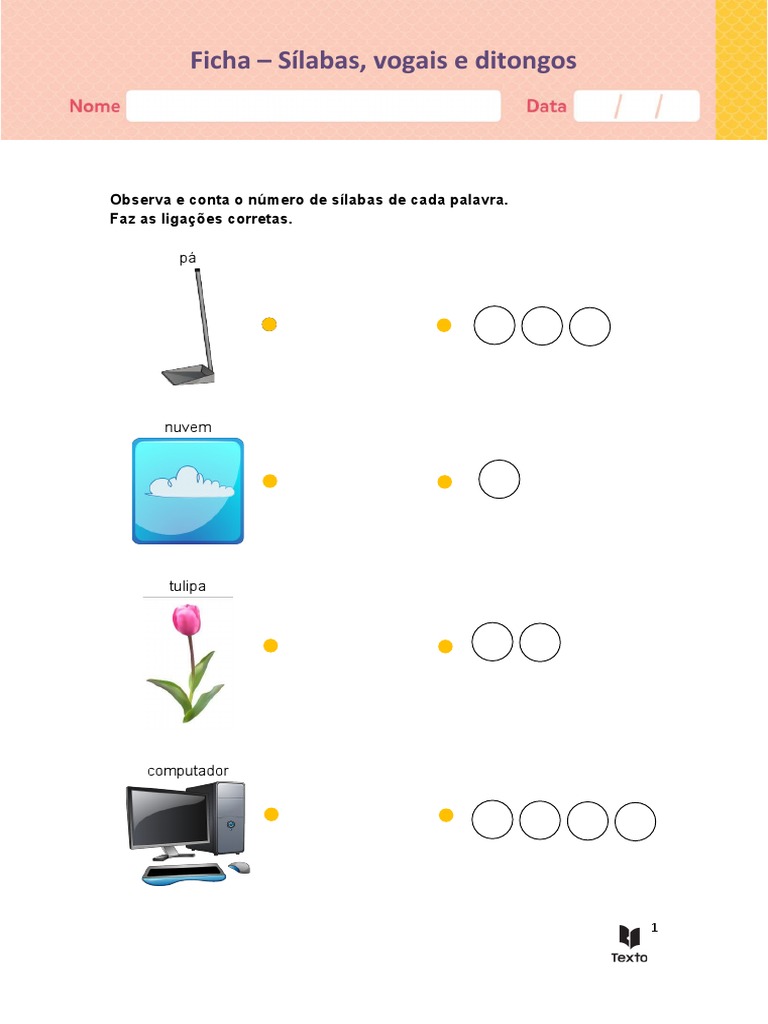 Consolidação - Sílabas, Vogais e Ditongos | PDF | Vogal | Linguística
