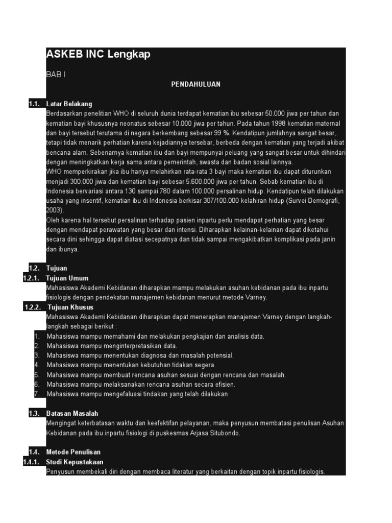 Askeb Inc Lengkap | PDF