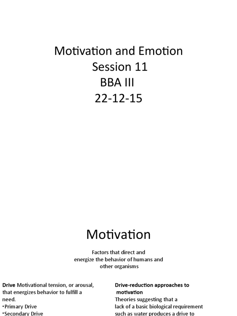 Motivation and Emotion | PDF | Motivational | Motivation