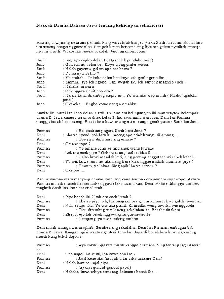 Naskah Drama Bahasa Jawa Tentang Kehidupan Sehari Pdf