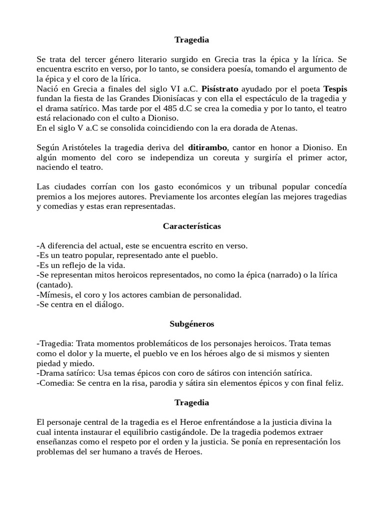 Tragedia | PDF | Tragedia griega | Esquilo