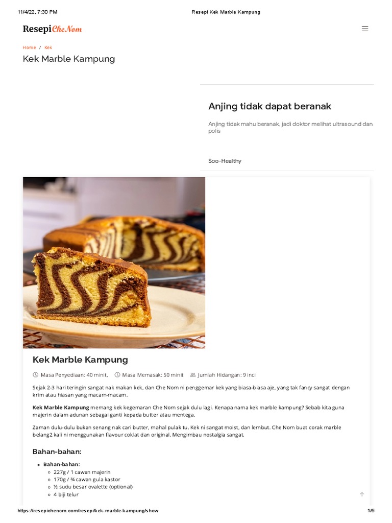 Resepi Kek Marble Kampung | PDF