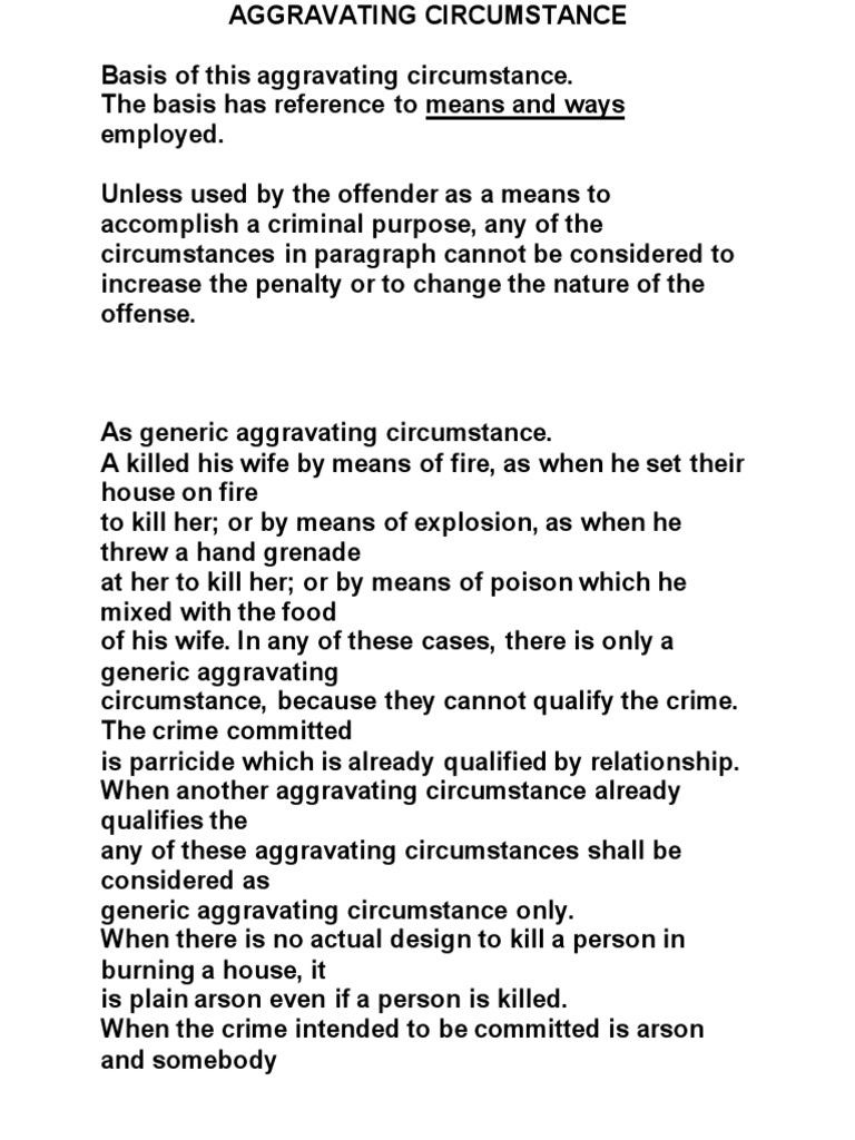 Analysis of Aggravating Circumstances Related to Means Employed in the Commission of a Crime ...
