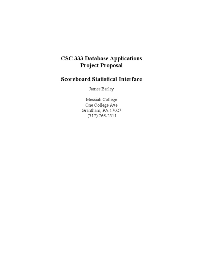 CSC 333 Database Applications Project Proposal Scoreboard Statistical Interface | PDF ...