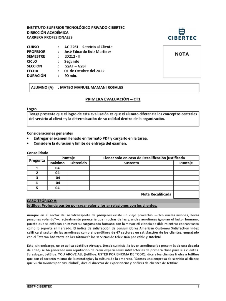 2262 Fundamentos de Finanzas M G2at Ac Ct1 Mateo Manuel Mamani Rosales | PDF | Negocios ...