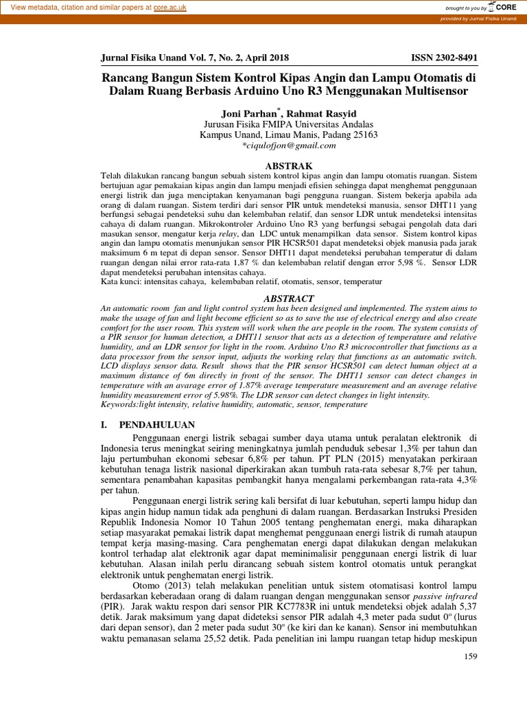 Rancang Bangun Sistem Kontrol Kipas Angin Dan Lampu Otomatis Di Dalam ...