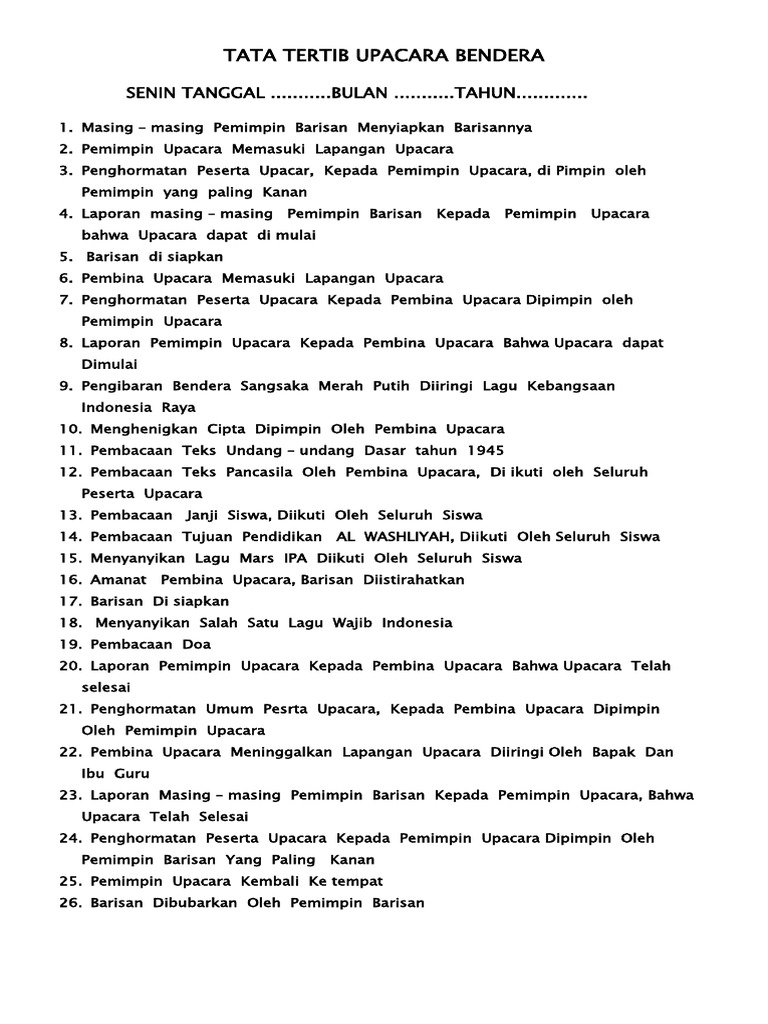 Tata Tertib Upacara Bendera | PDF