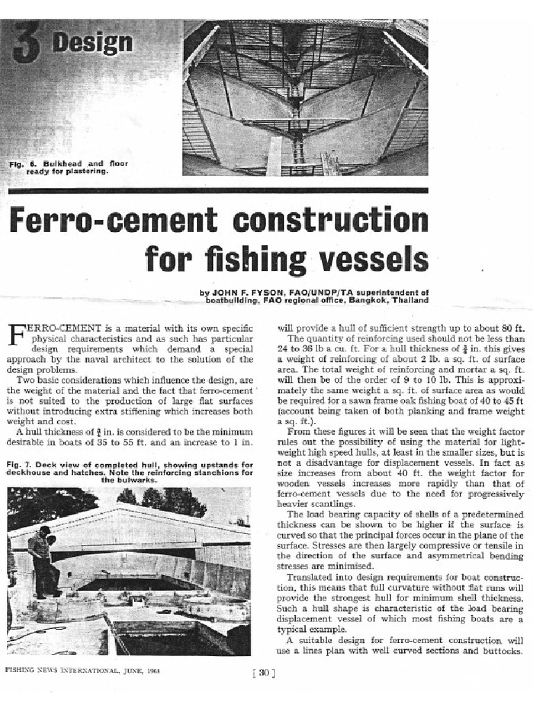 Ferrocement Construction of Fishing Boats - Fyson - FAO | PDF