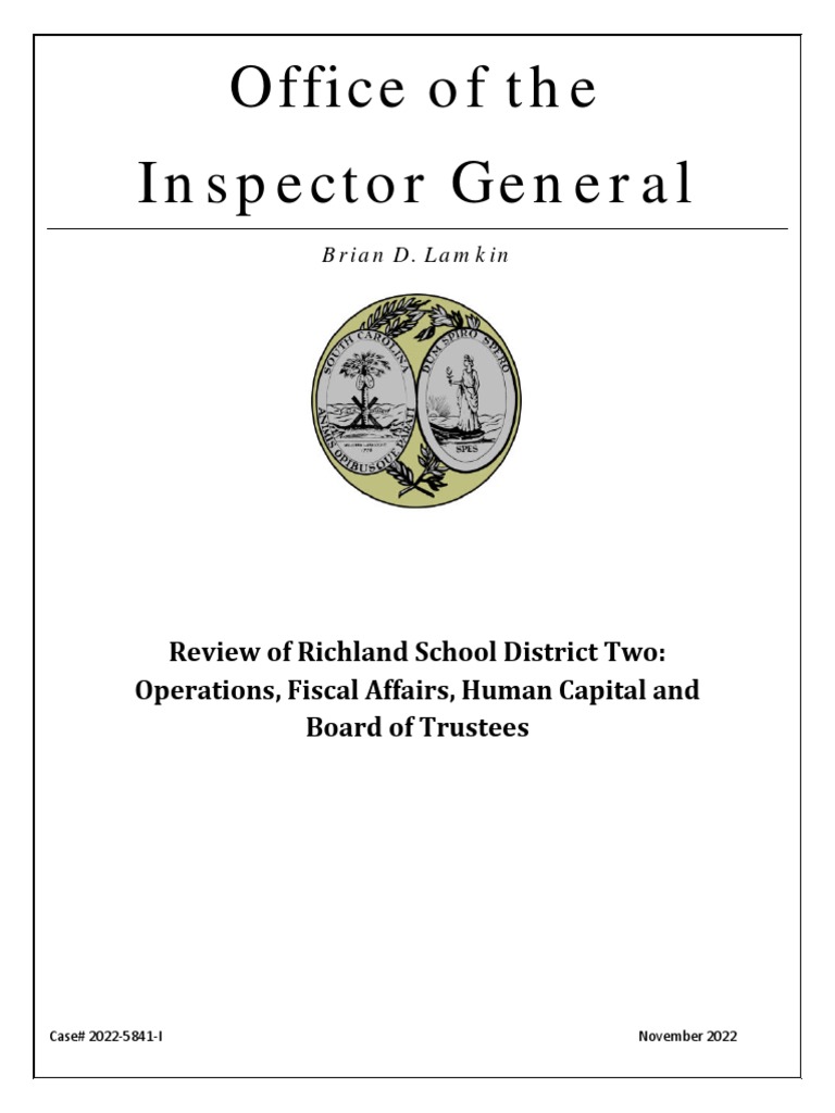 Inspector General's Investigation of Richland School District Two | PDF ...