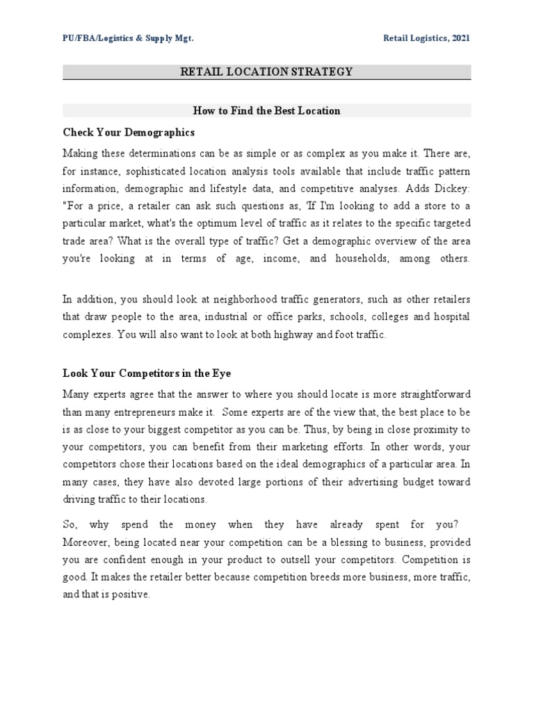 Retail Location and Merchandise Strategy | PDF | Retail | Merchandising