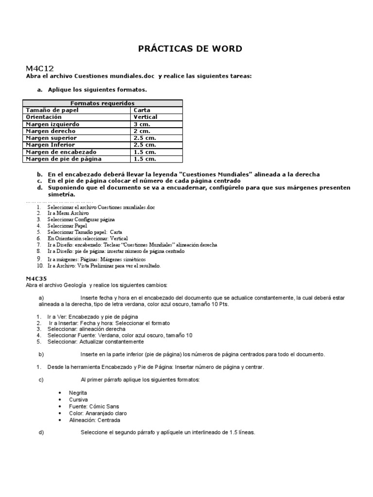 Prácticas de Word | PDF | Microsoft Excel | Hipervínculo