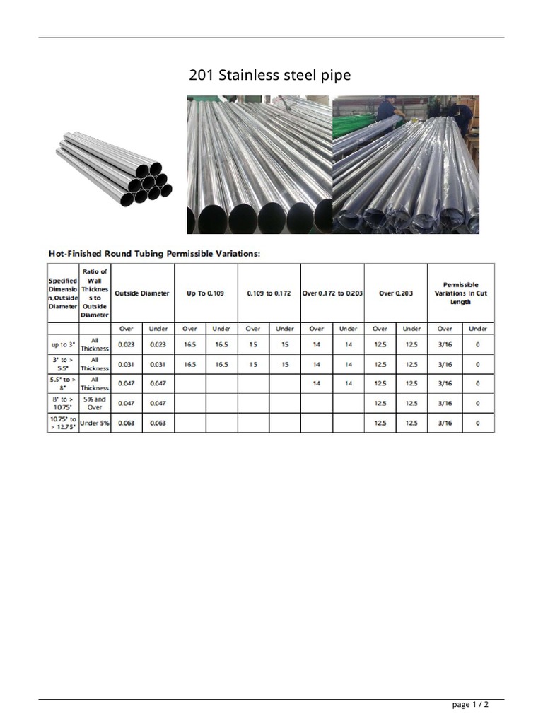201 Stailess Steel Pipe | PDF