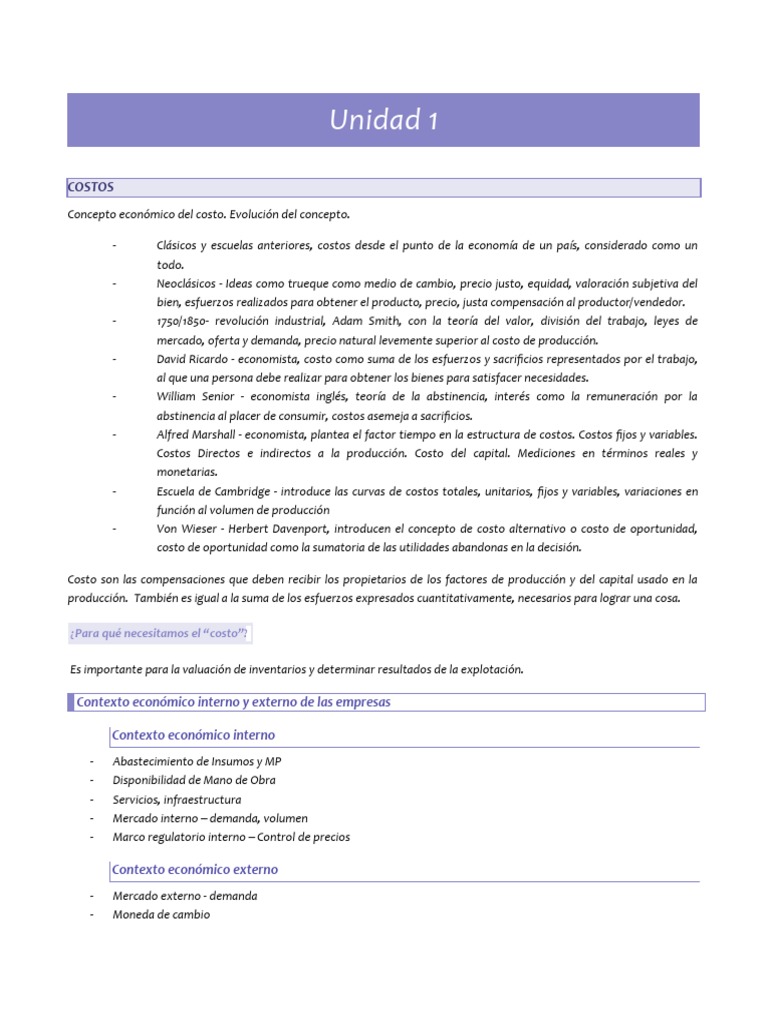Unidad 1 | PDF | Contabilidad | Costo