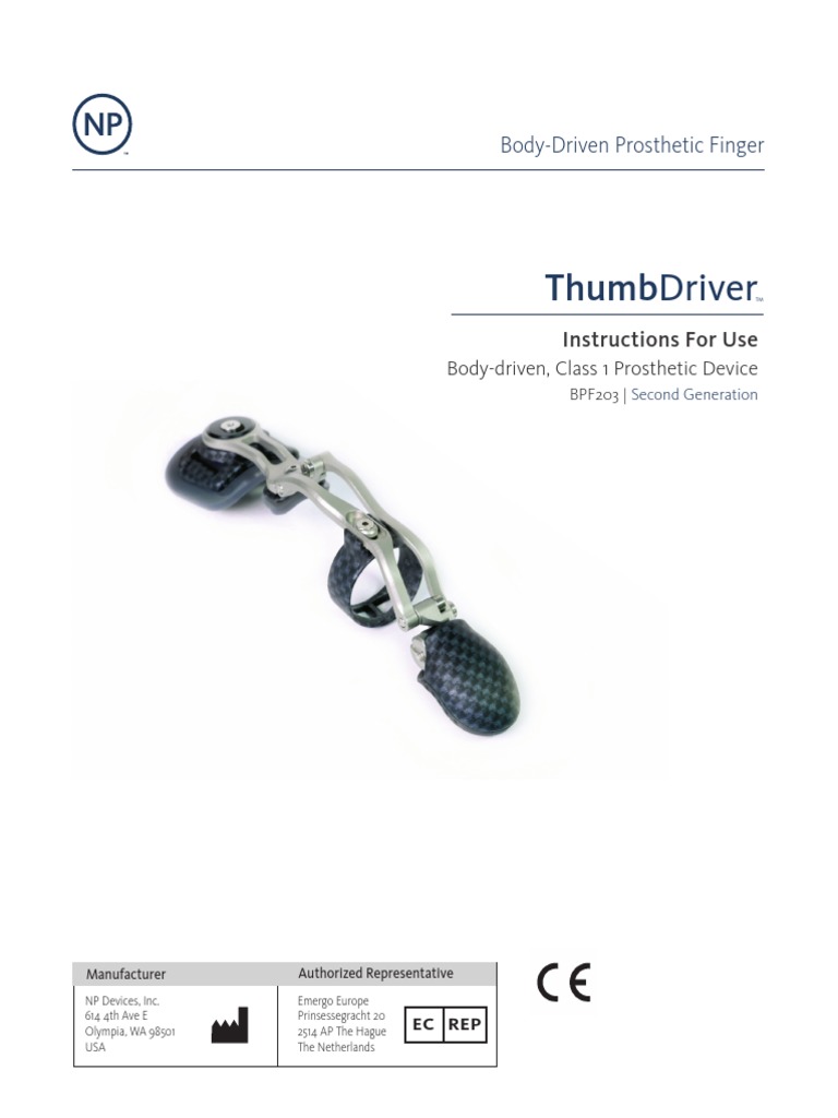 ThumbDriver Clinican Fitting Instructions | PDF | Thumb | Prosthesis