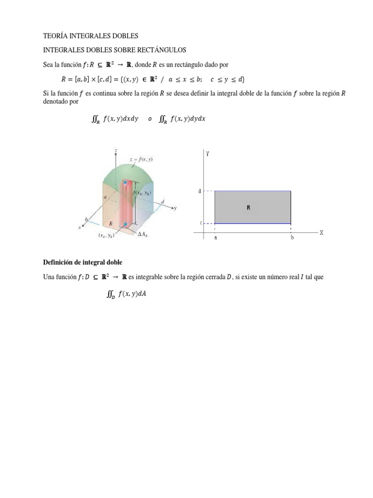 Teoría Integrales Dobles | PDF | Integral | Función (Matemáticas)