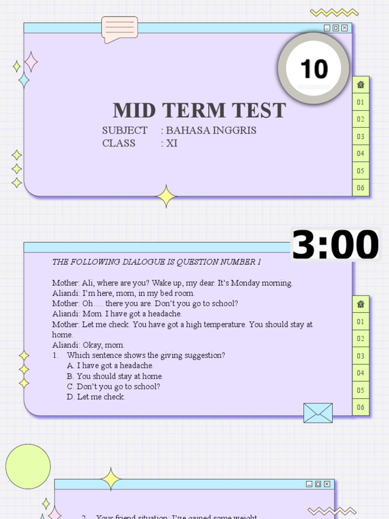Mid Term Test Review: English Grammar and Comprehension | PDF