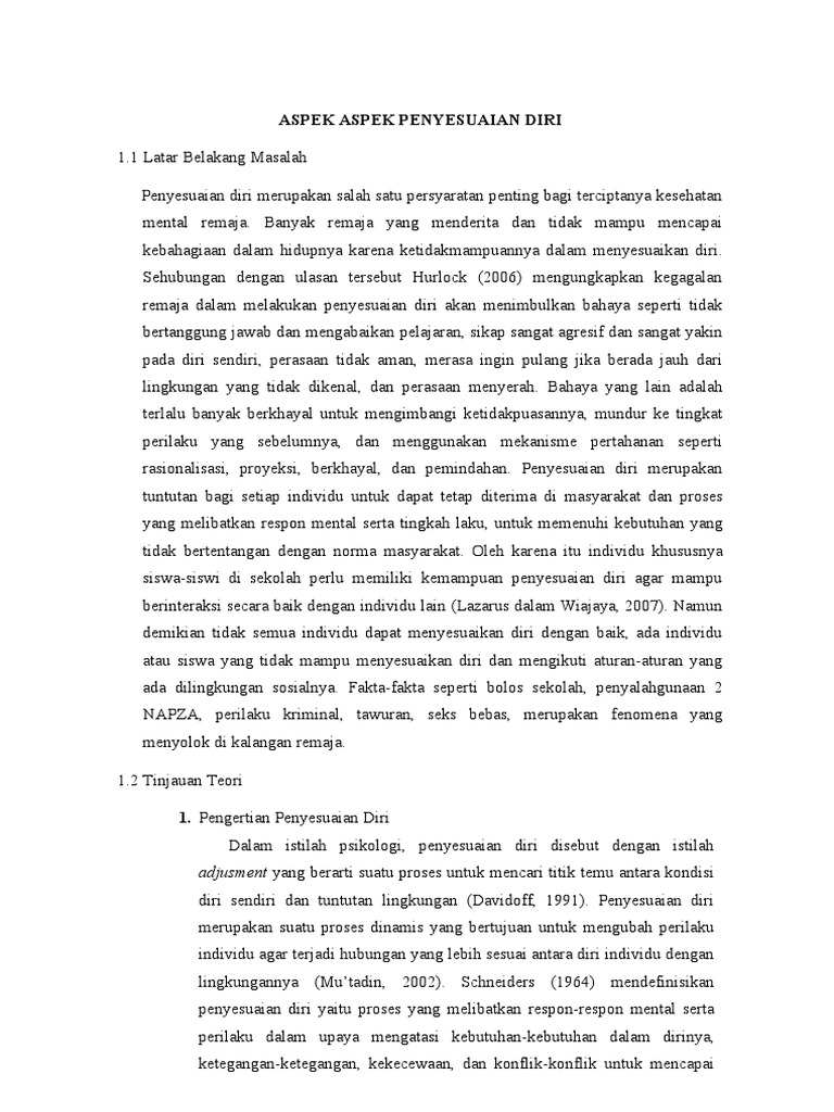 Aspek Aspek Penyesuaian Diri | PDF