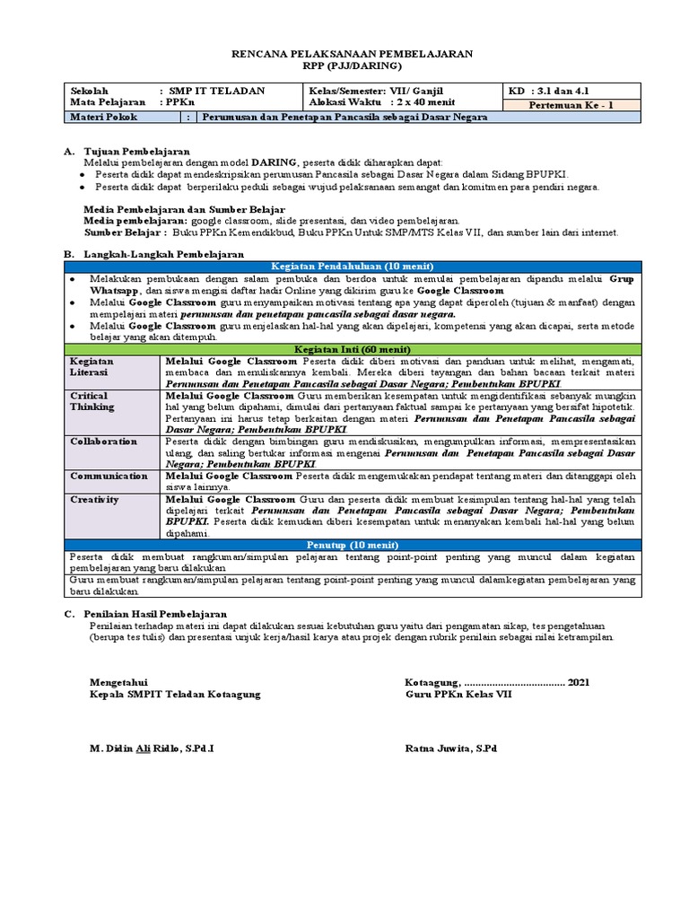 RPP PKN Kelas 789 | PDF | Karier & Perkembangan | Kesehatan Holistik