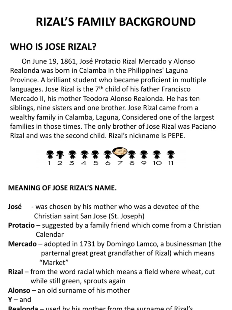 Rizals Family Background and Trivia | PDF | Philippines
