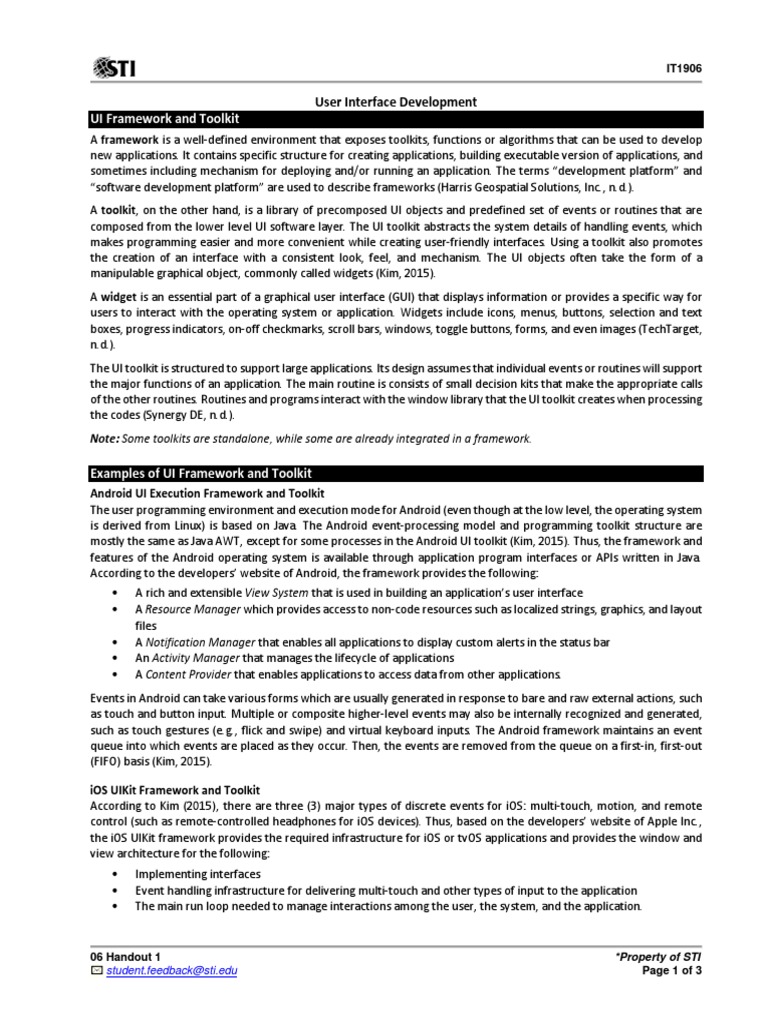 06 Handout 1 2 Ui Development Pdf Graphical User Interfaces User Interface