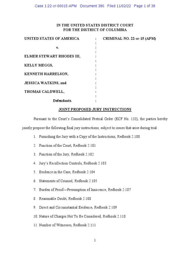Joint Proposed Jury Instructions | PDF | Conspiracy (Criminal) | Aiding ...