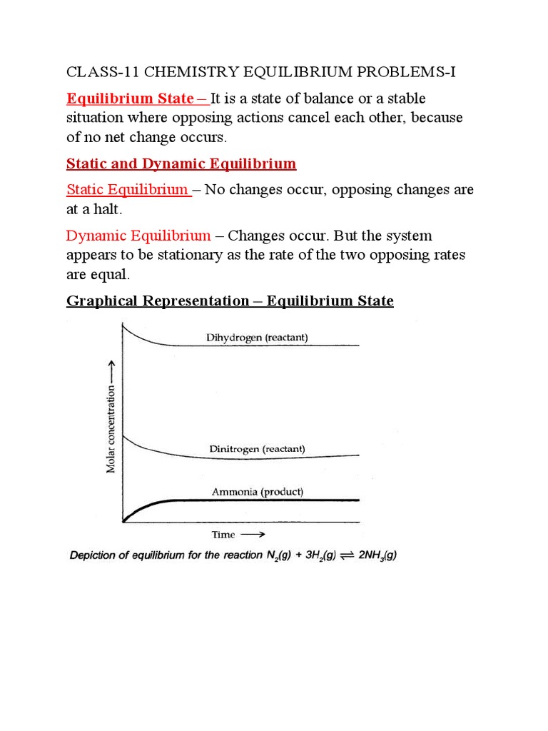 Class-11 Chemistry Equilibrium Problems | PDF | Chemical Equilibrium | Reaction Rate