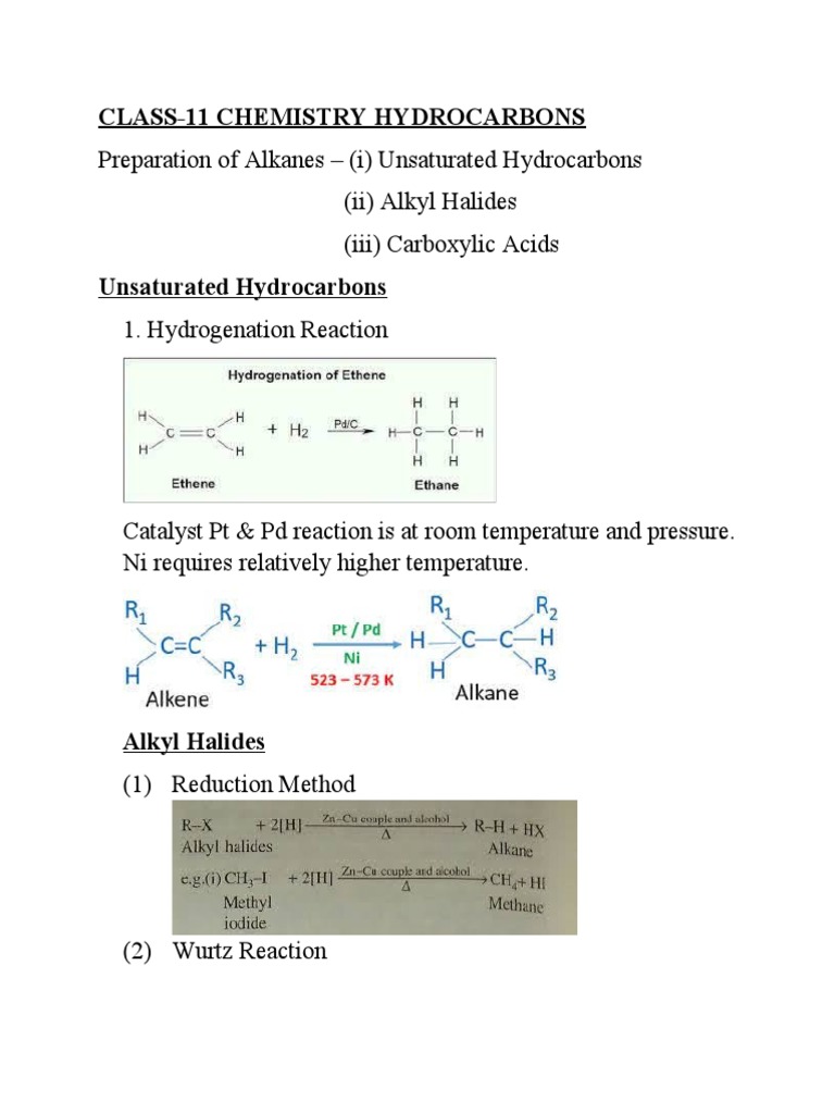 Class-11 Chemistry Hydrocarbons | PDF | Alkene | Alkane