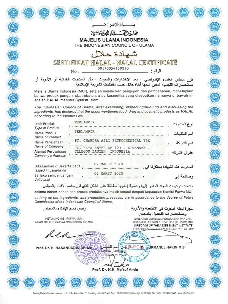 CA (Halal Certificate) POLLY UNGGUL | PDF