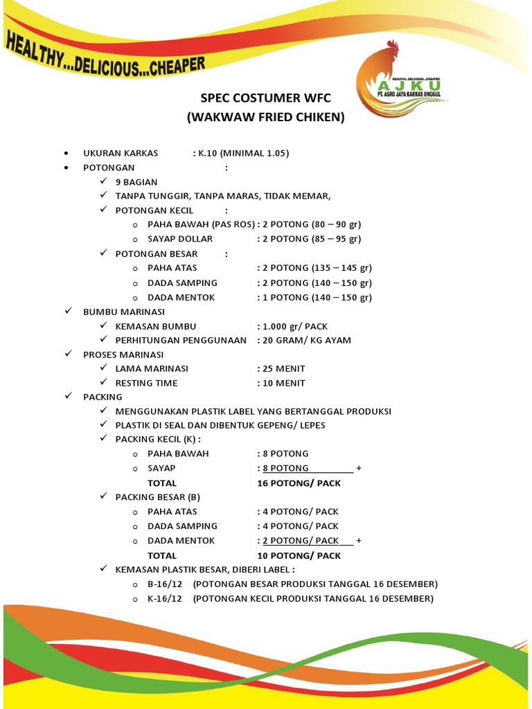 Spec Costumer WFC | PDF