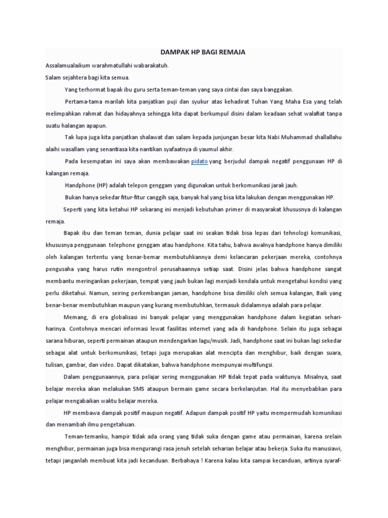 Dampak HP Bagi Remaja | PDF